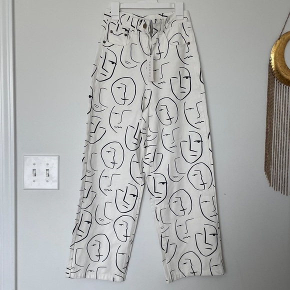 Jeans | Face Art White Jeans | Poshmark